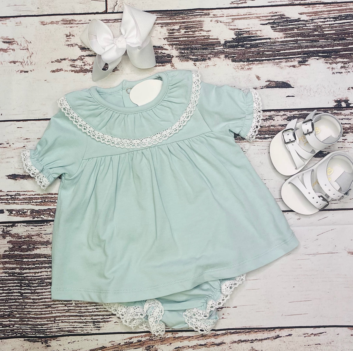 Eyelet Trimmed Sage Bloomer Set – Kids Kottage Boutique